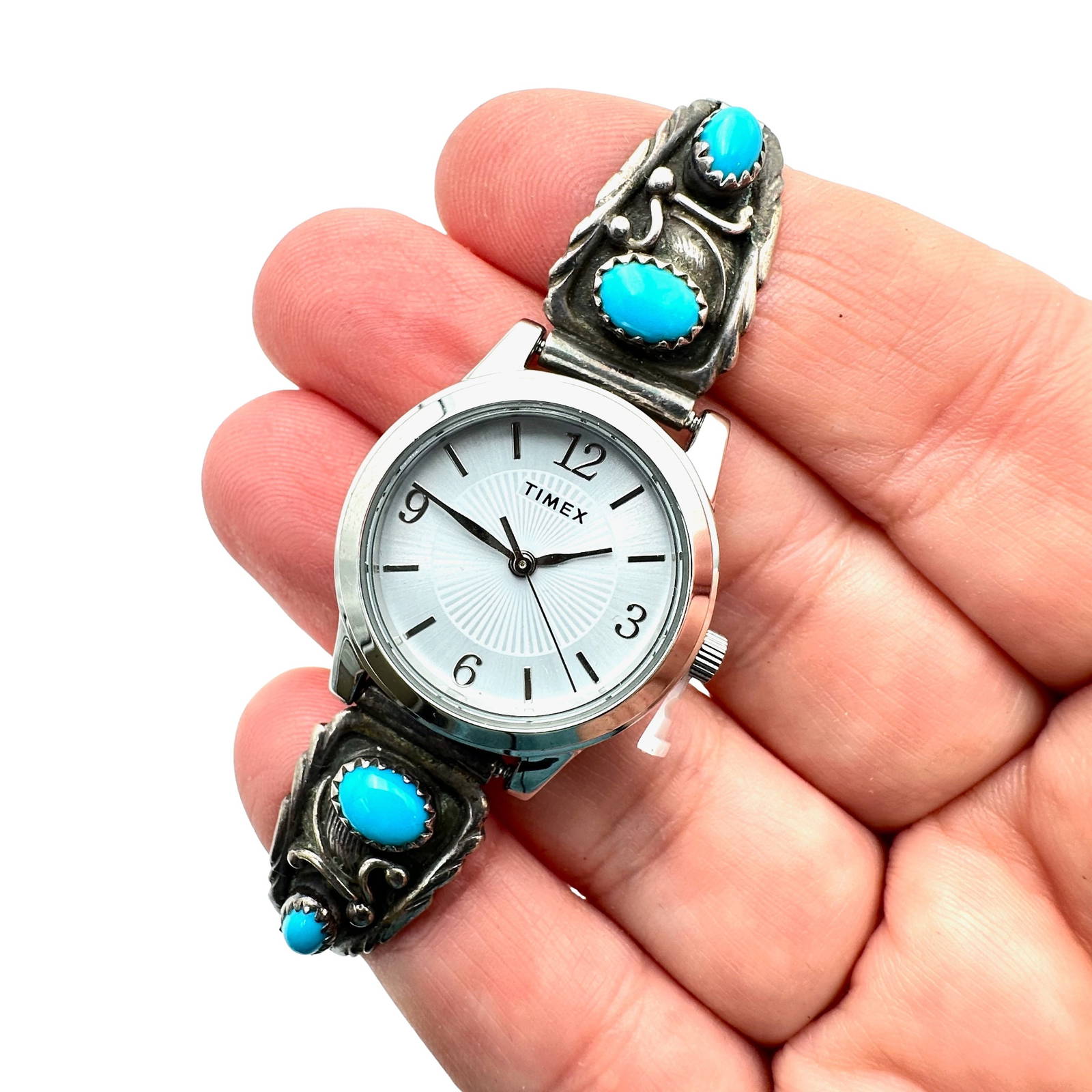 American Southwest Turquoise Sterling Silver Watch Tips Timex Watch ...