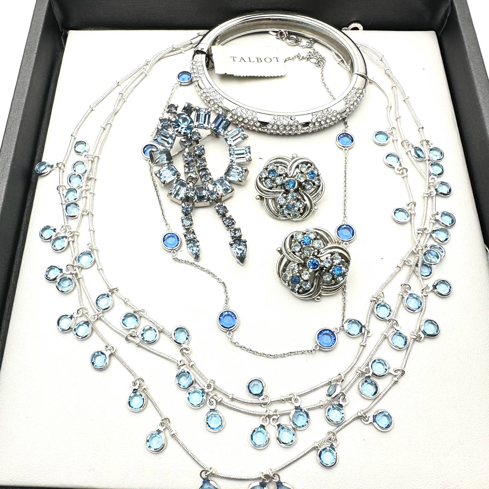 Vintage Jewelry Group Cora Blue Rhinestone Earrings Bezel Crystal ...