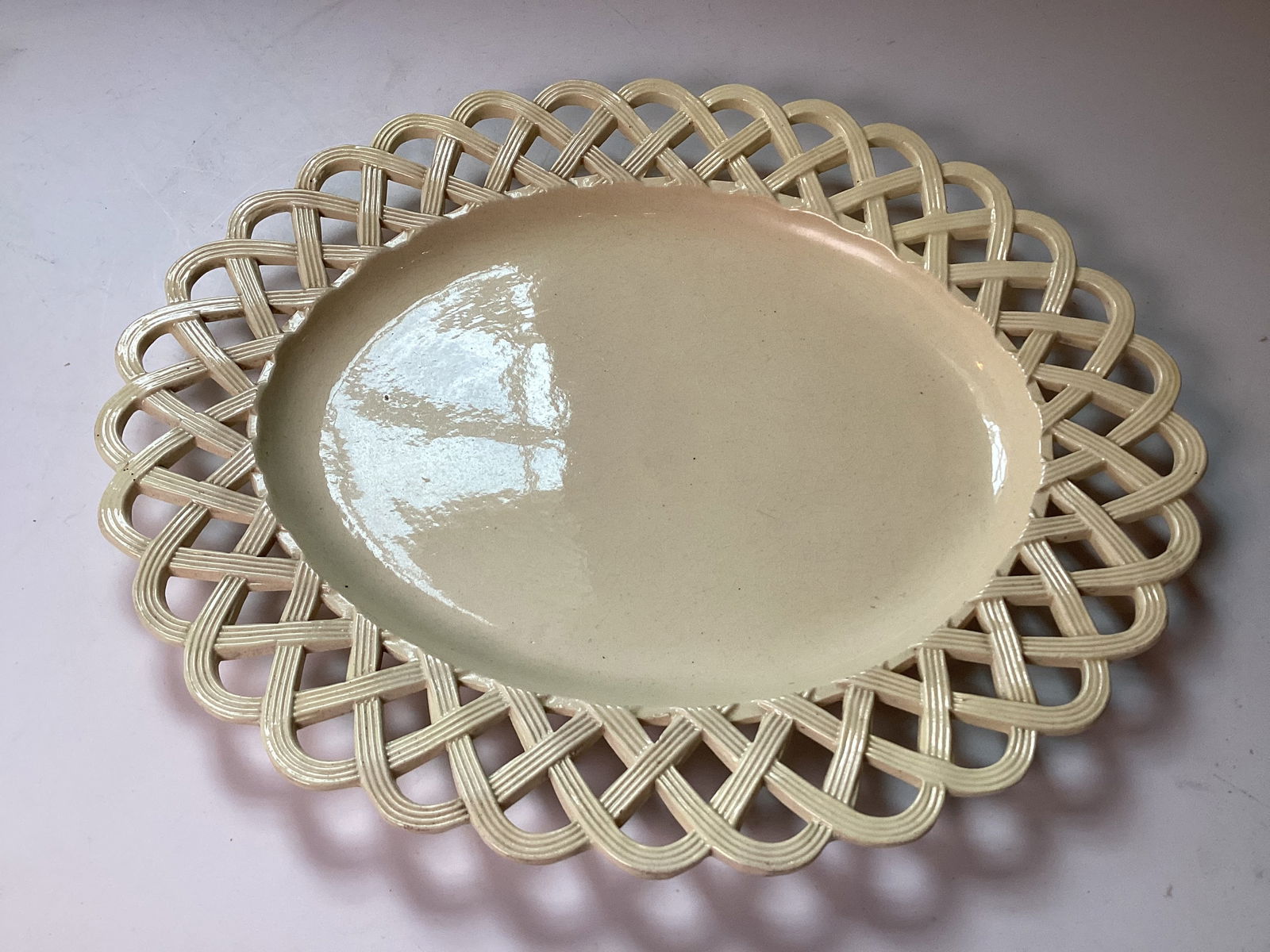 English Creamware Reticulated Dish C1820 Auction