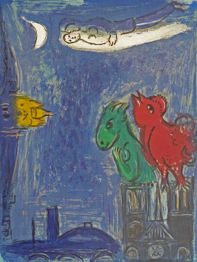 Marc Chagall Hand Signed Lithograph Notre Dame Paris