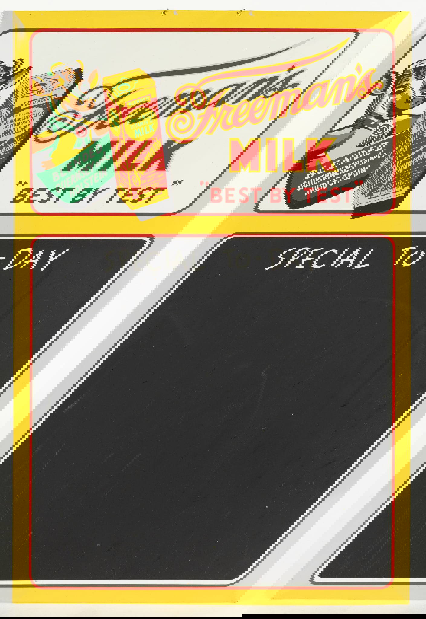 Freeman's Milk Painted Tin Chalkboard Sign "cow" Auction