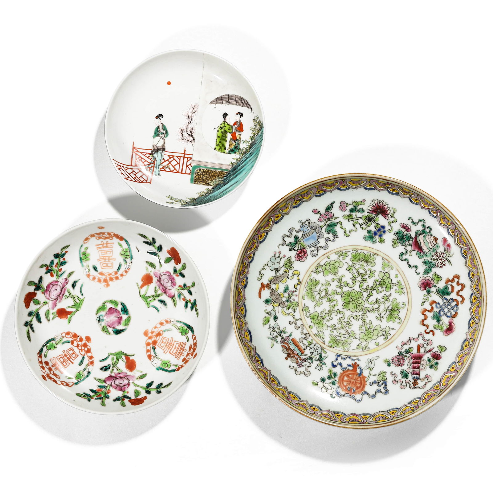 A Three-piece Set Of Chinese Dishes, Marked "da Ming Chenghua Nian Zhi ...