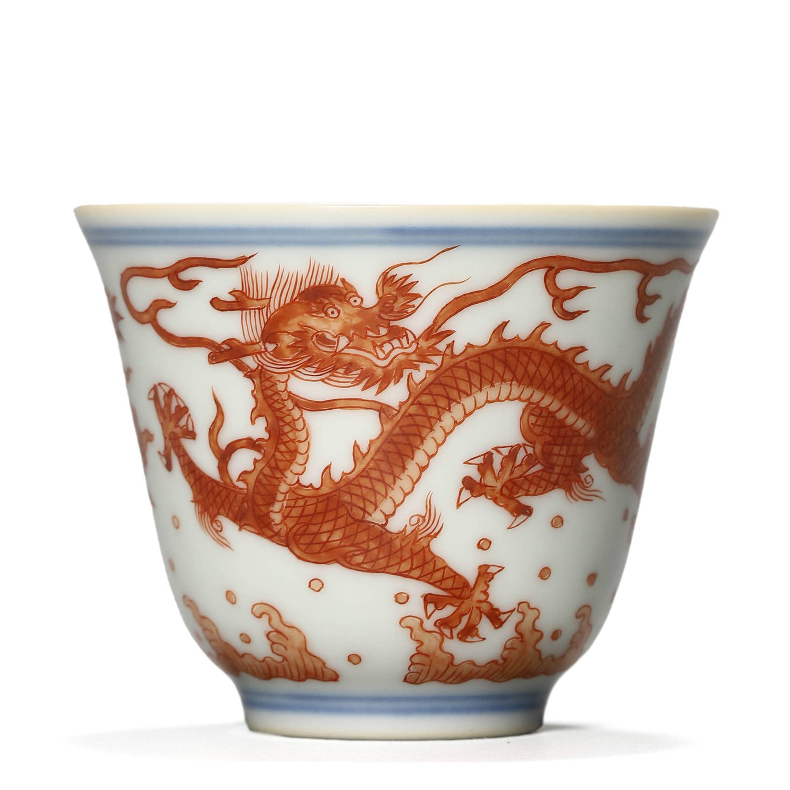 Qing Dynasty, A Chinese Iron-red And Gilt Cup With Dragon And Flaming ...
