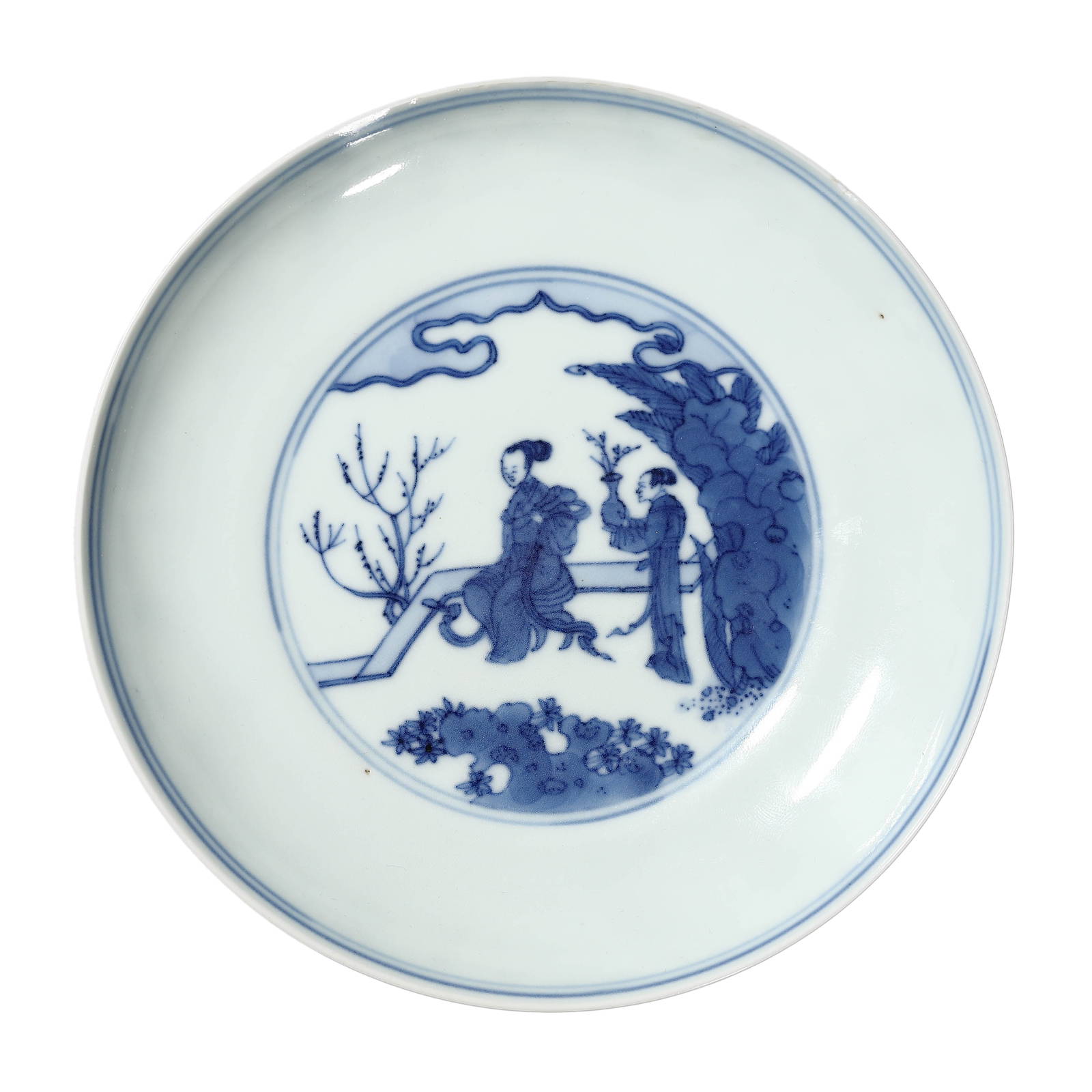 Qing Dynasty, A Blue-and-white Plate With Figural Story Pattern, Marked ...