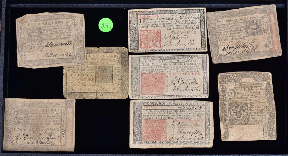 Eight Pieces Of Colonial Currency