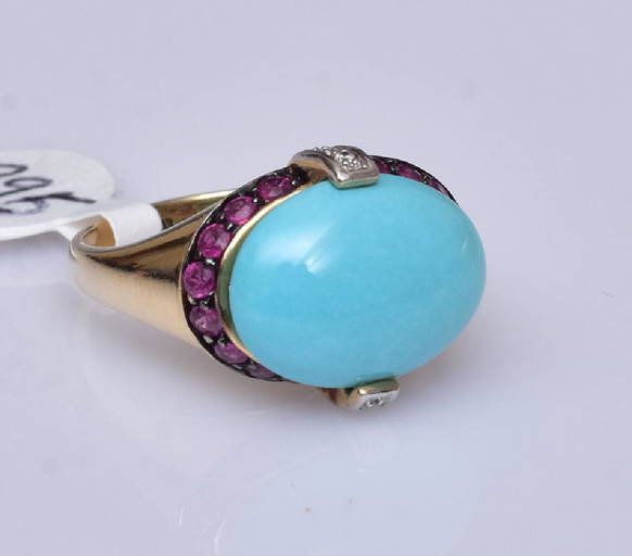 14k Gold Persian Turquoise Ring