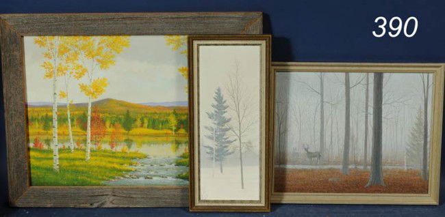 390: DAVID MERRILL group of three paintings largest 16"