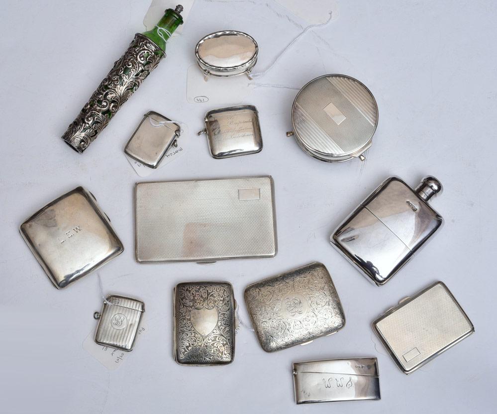 English Sterling Silver Cases And Boxes