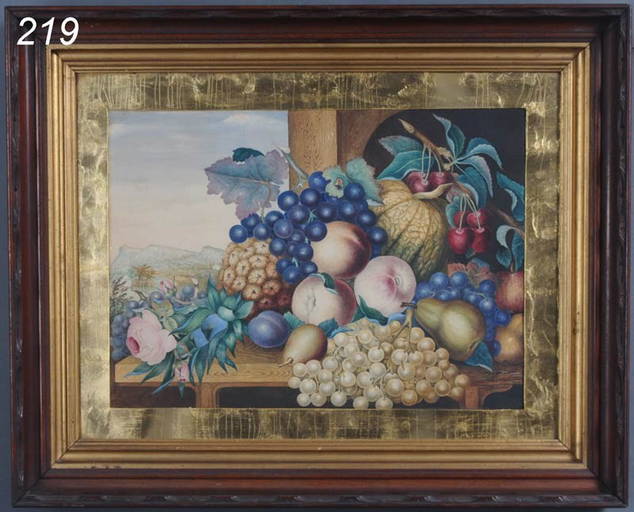 F. Carter Folk Art Still Life Watercolor 15"x 22"