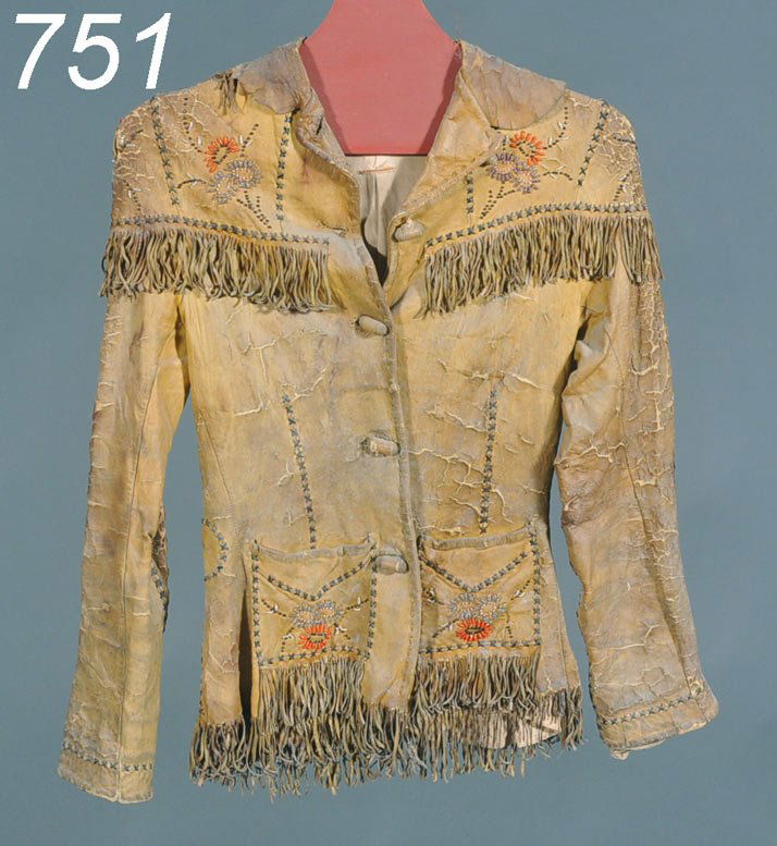 Native American Ladies Beaded Buckskin Jacket Shi