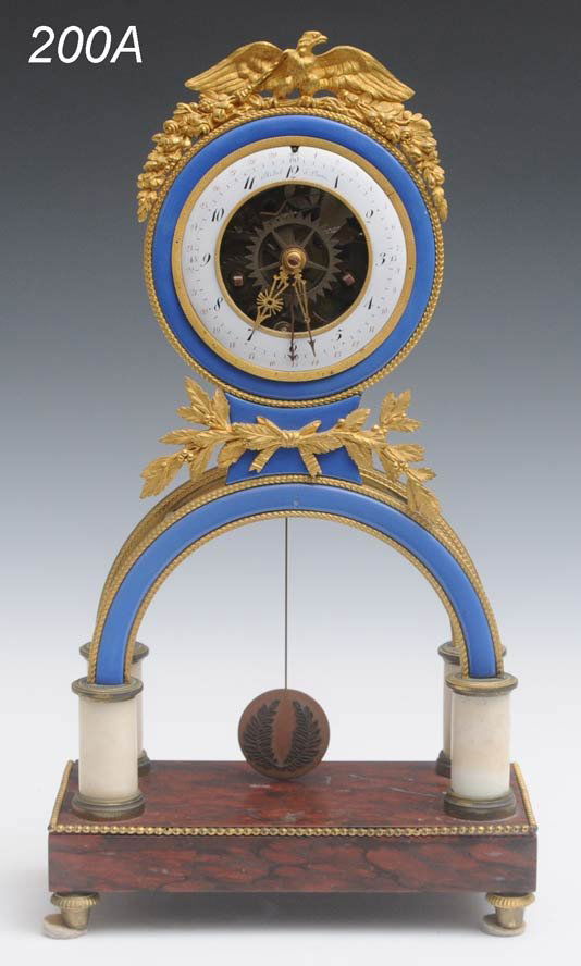 French Empire Skeleton Clock Signed Ridel A Paris