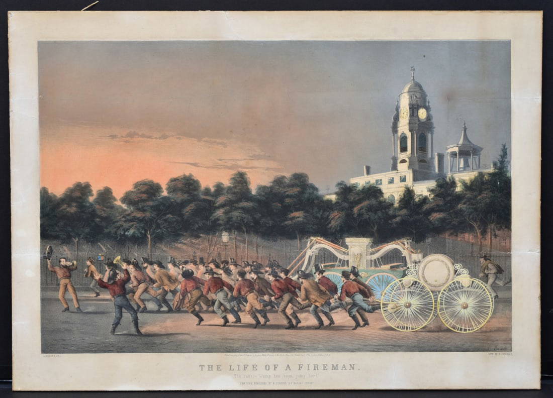 Original Currier & Ives "life Of A Fireman" Large Format, Circa 1870 ...