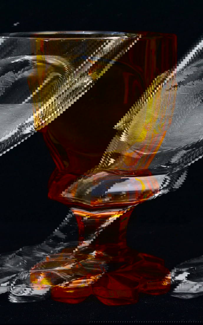 Bohemian Amber Cut Glass Goblet Auction