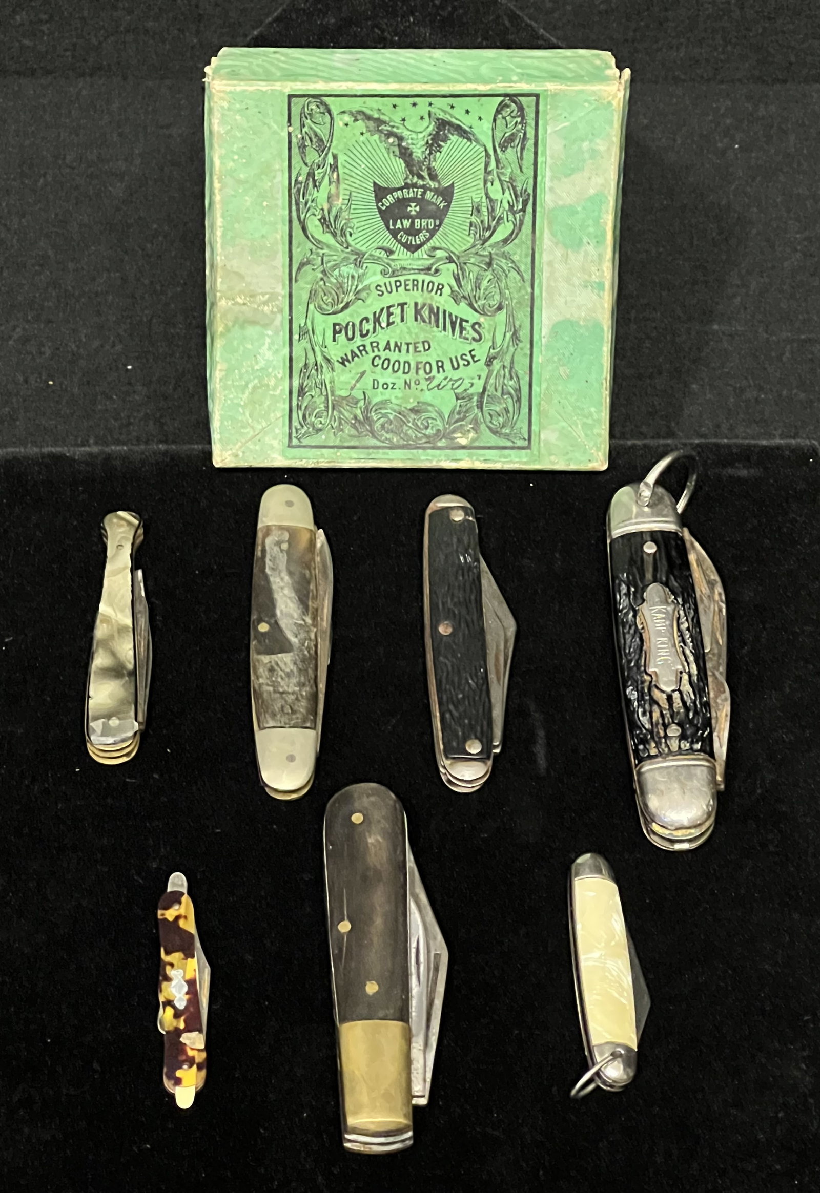 Vintage Superior Pocket Knives Box And Group Of 7 Assorted Pocket ...