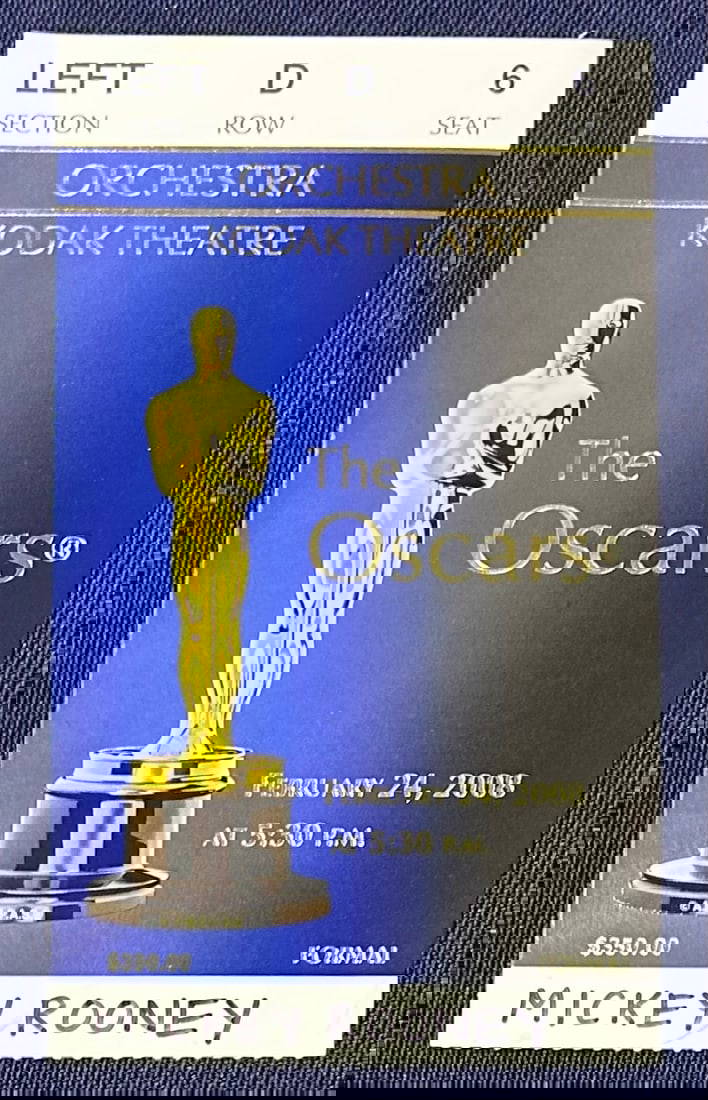 Mickey Rooney's 2008 80th Annual Academy Awards Ticket & Oscars Package ...