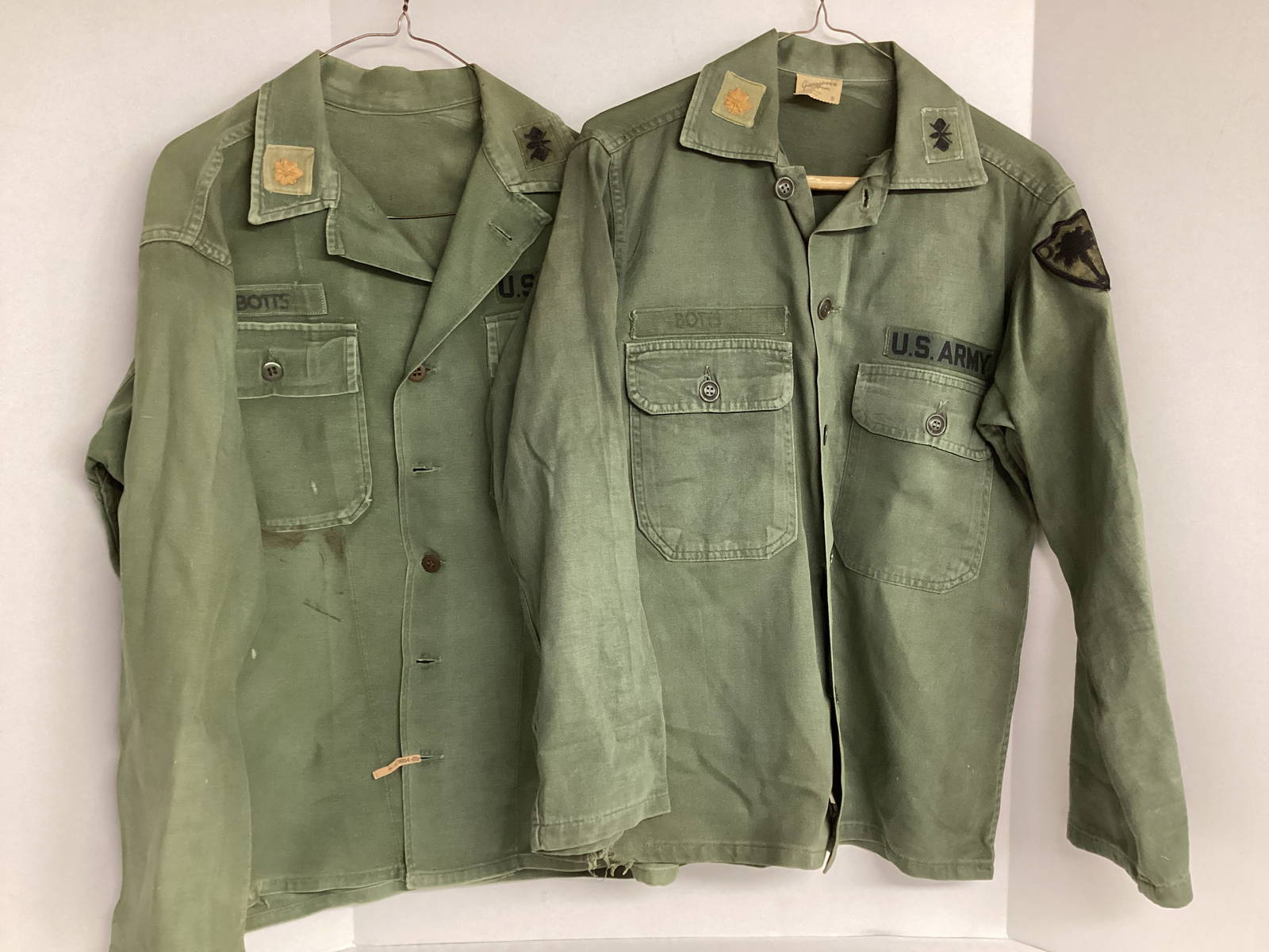 Two Us Army Trooper Fatigue Shirts With Patches Auction