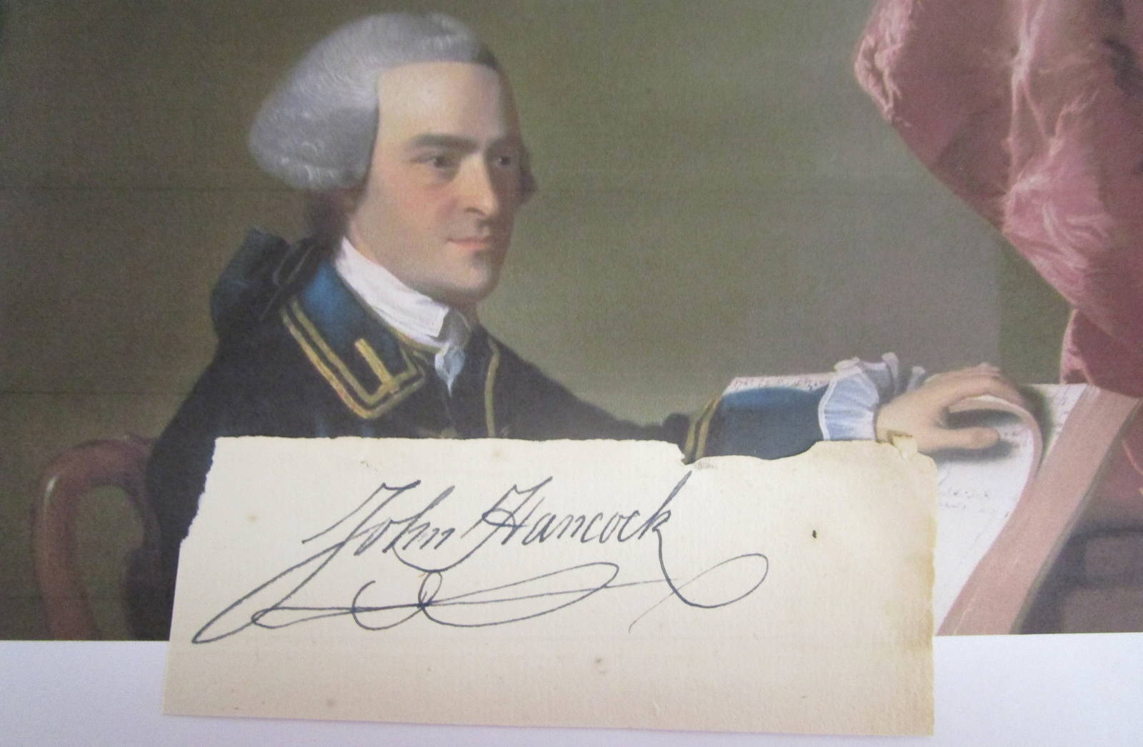 John Hancock Signed Partial Document Cut Signature With Certificate Of ...