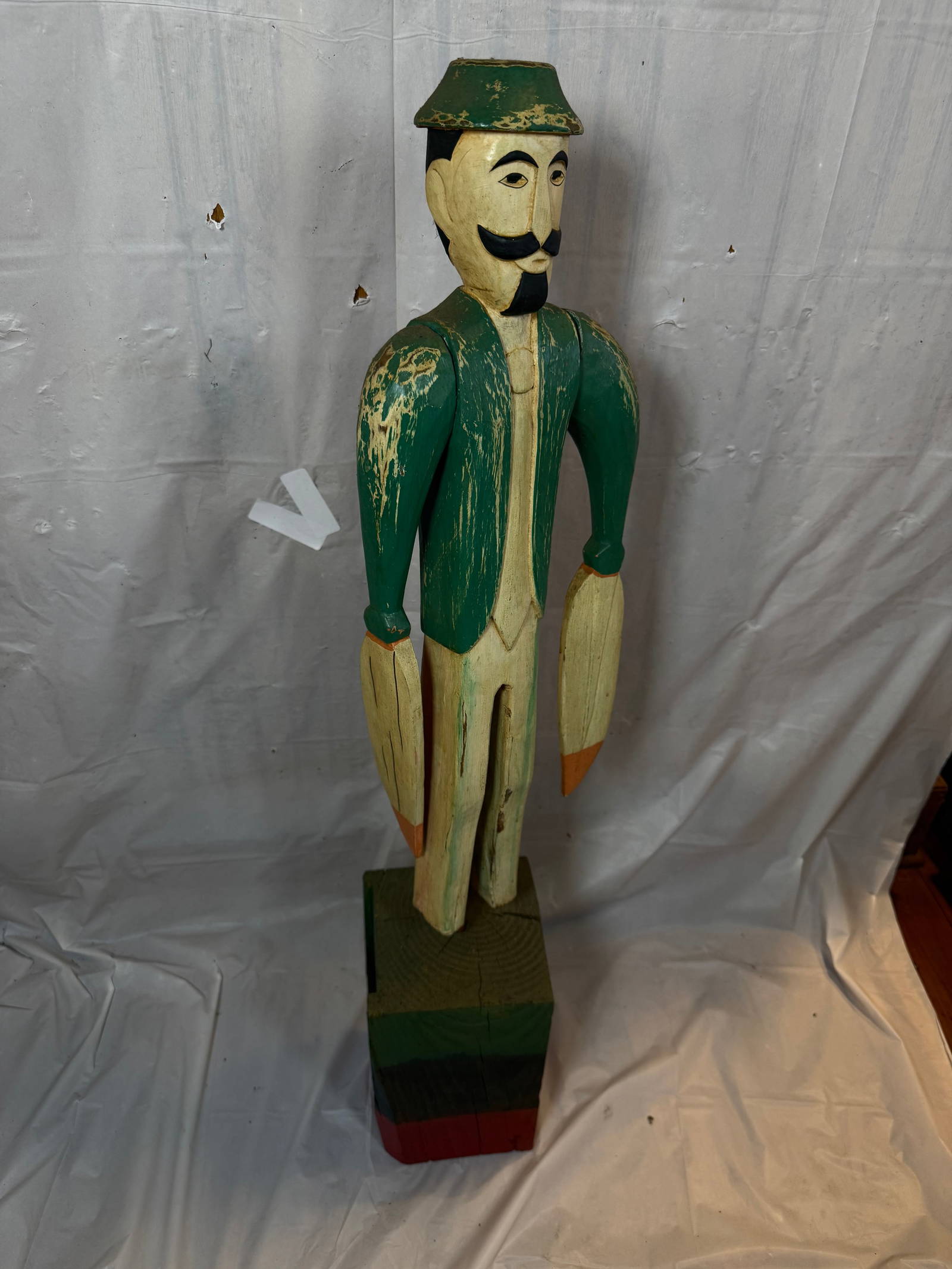 Folk Art Hand-painted Hand Carved Man Wind Spinner Auction