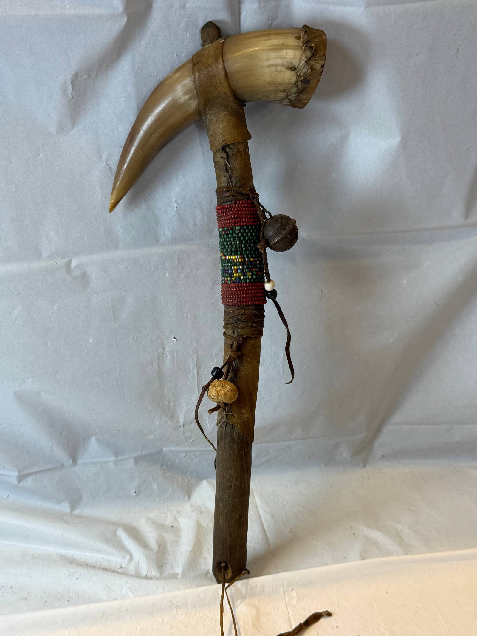 Native American Beaded Horn Rattle Shaker Auction