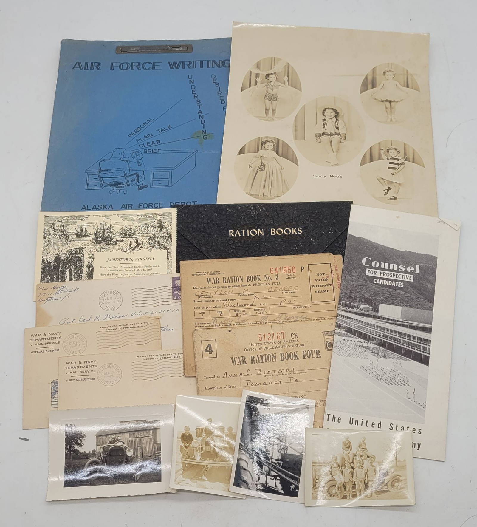 Loose Snapshots - War Ration Books V-mail Air Force Writing Course Book ...