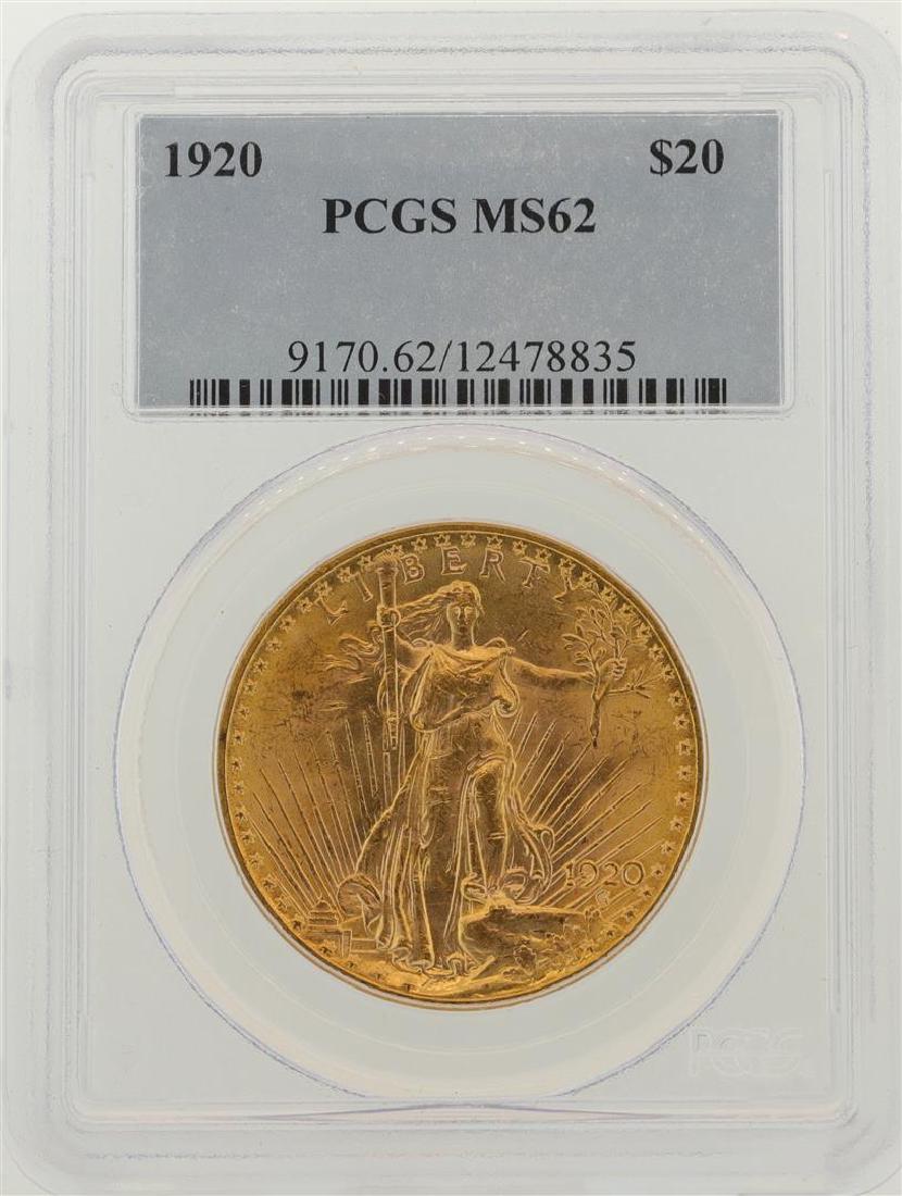 1920 $20 St. Gaudens Double Eagle Gold Coin PCGS MS62