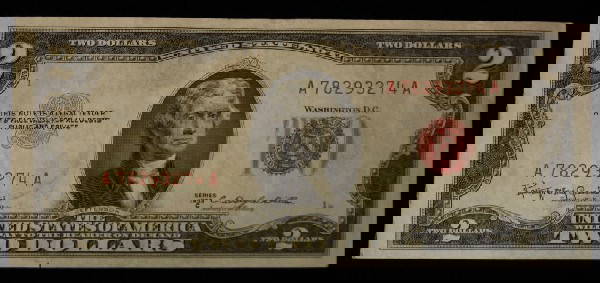 1953 C Series $2 U.s. Red Seal Note Pm1754