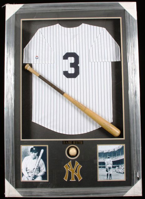 Babe Ruth Autographed Ball/Bat/Jersey Display : Lot 0501