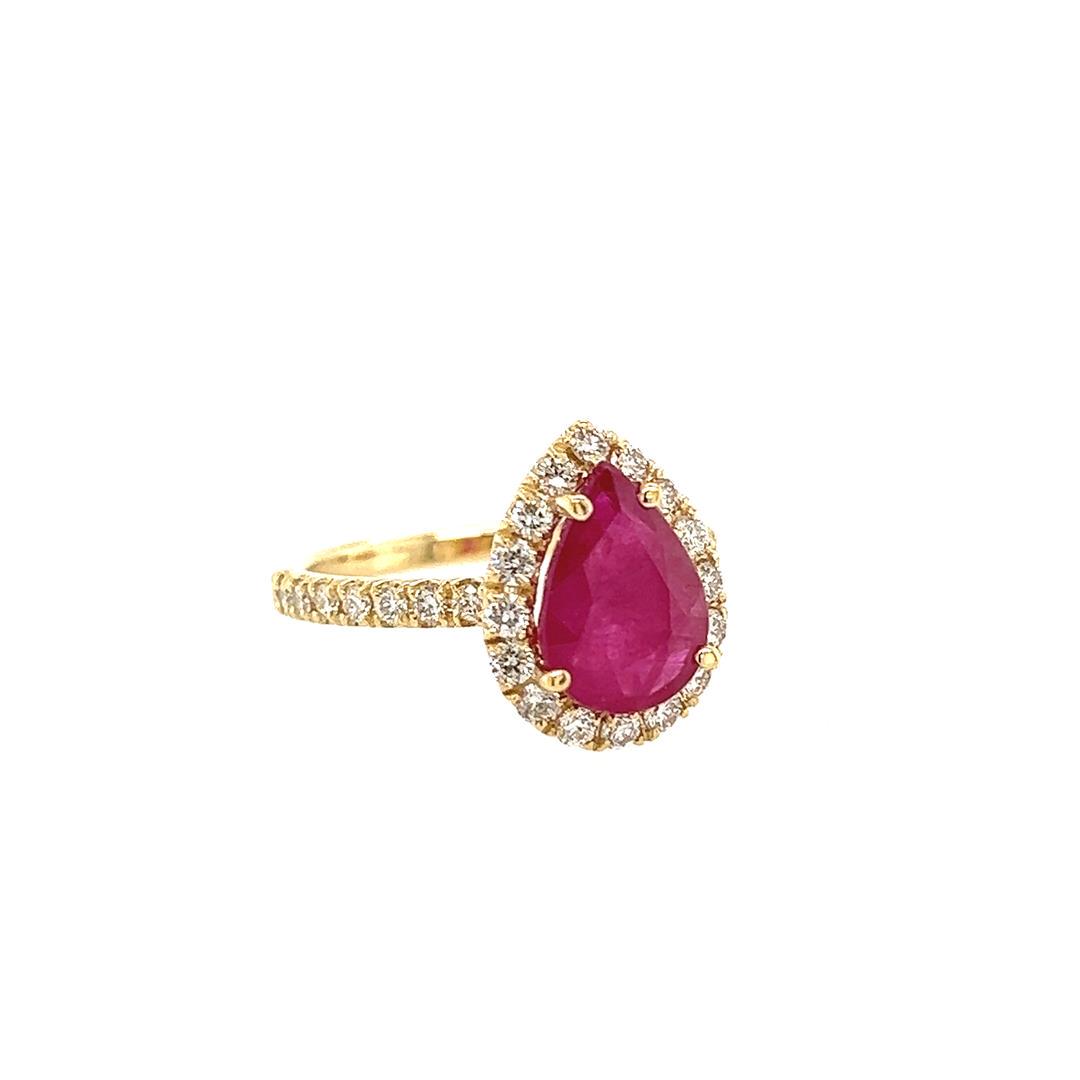 2.85 Ctw Ruby & Diamond Ring 14kt White Gold