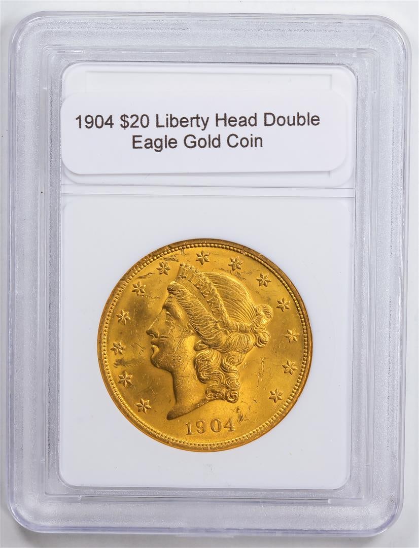 1904 $20 Liberty Head Double Eagle Gold Coin Auction 1904 $20 Liberty Head Double Eagle Gold Coin Auction