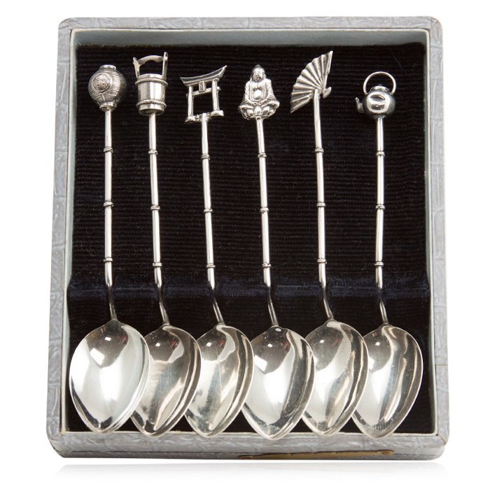 Antique Japanese 950 Sterling Silver Spoon Set ED1485