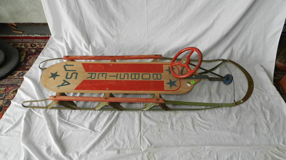 Vintage Bobster Sled With Steering Wheel Ssr