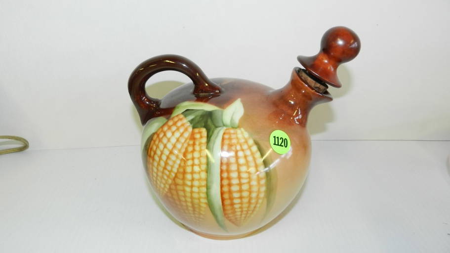 Antique Painted "corn Jug" With Stopper, Cond Vg