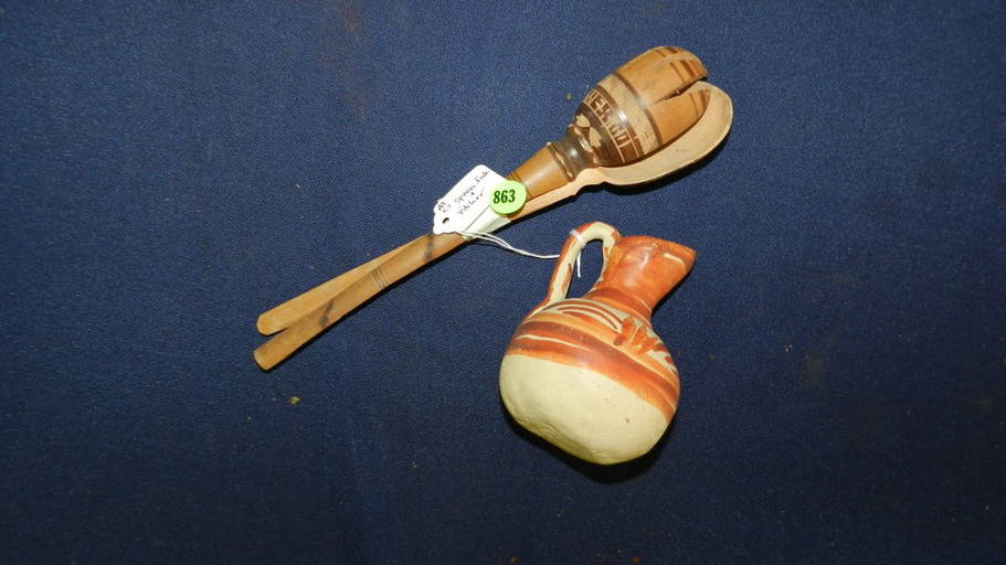 3 Piece Native American Spoon, Fork, Pitcher