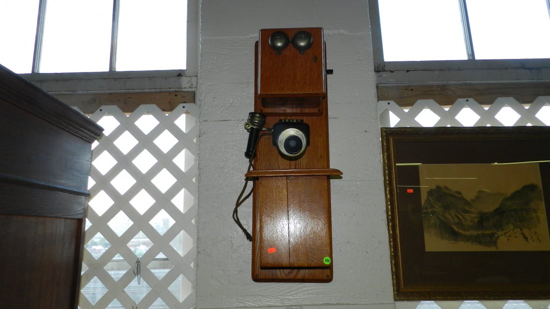 Antique Oak Wall Crank Telephone Ssr