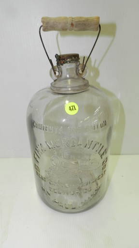 Rare Antique Glass One Gallon Jug Fink Mercantile, With