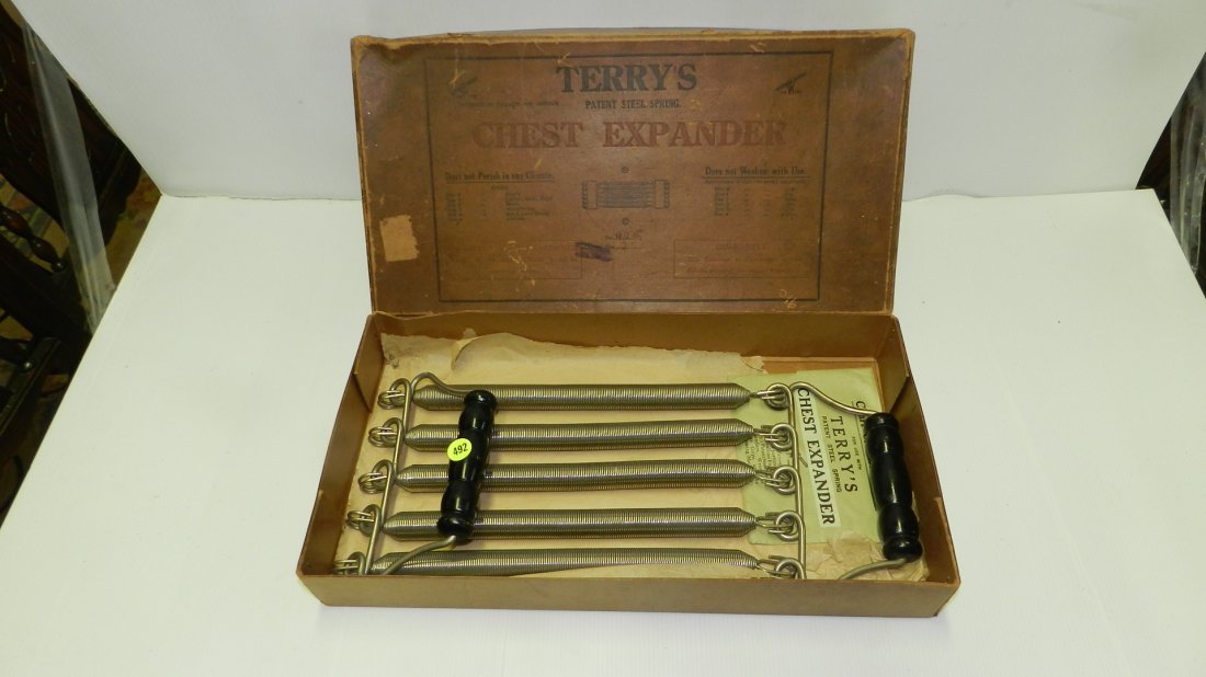 Antique Terry's Chest Expander In Original Box,