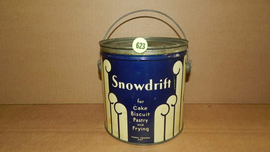 antique litho advertising tin for Snowdrift Lard