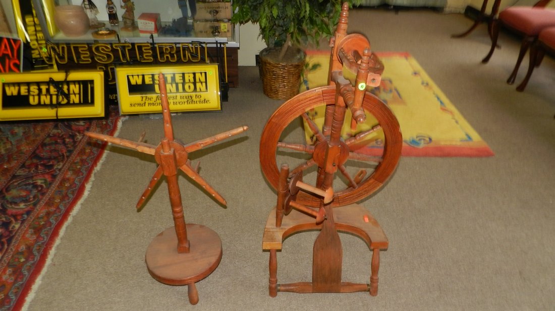 Antique Spinning Wheel With Yarn Wheel