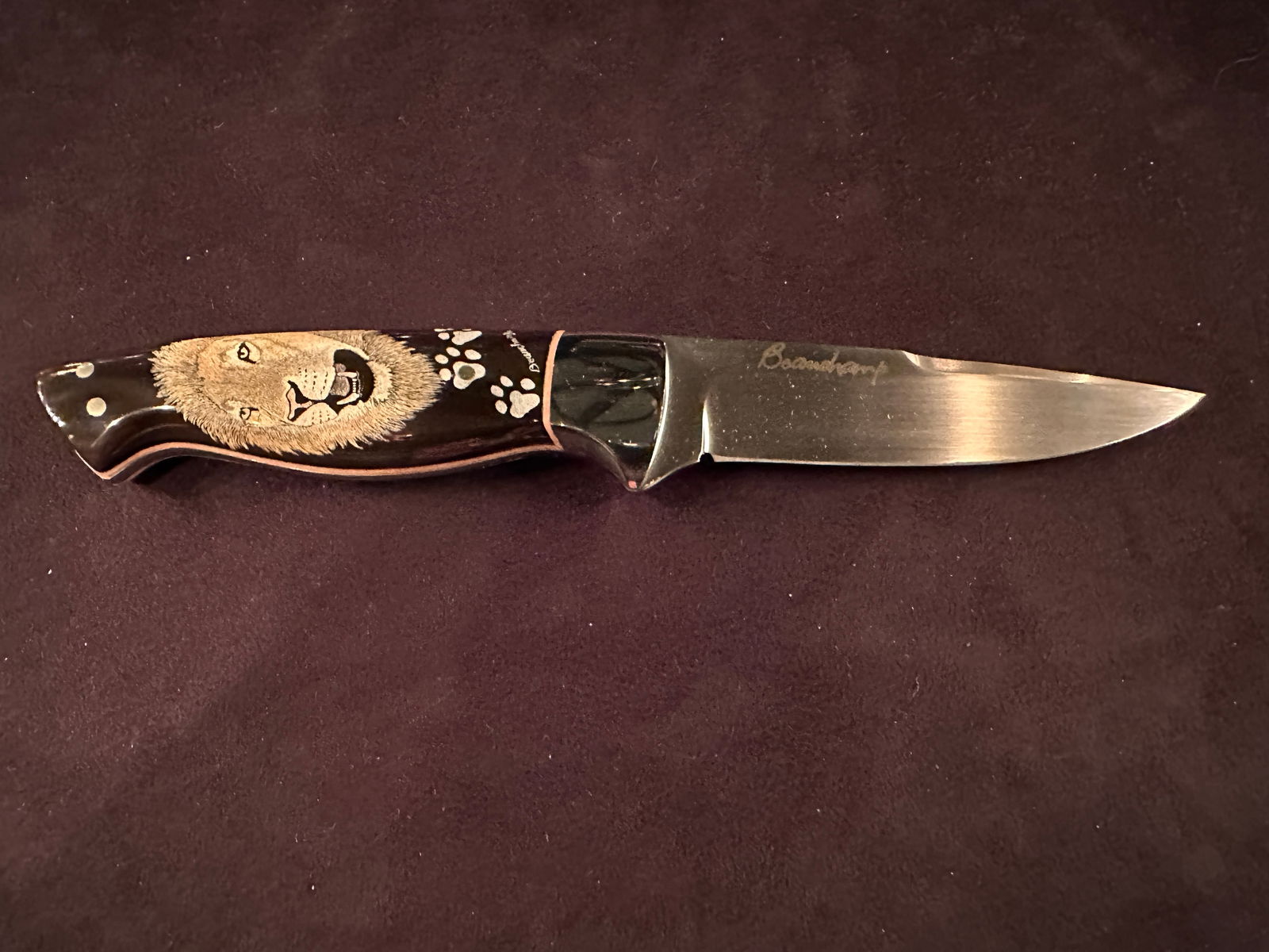 Gaetan Beauchamp Knife With African Lion Ats-34 Auction