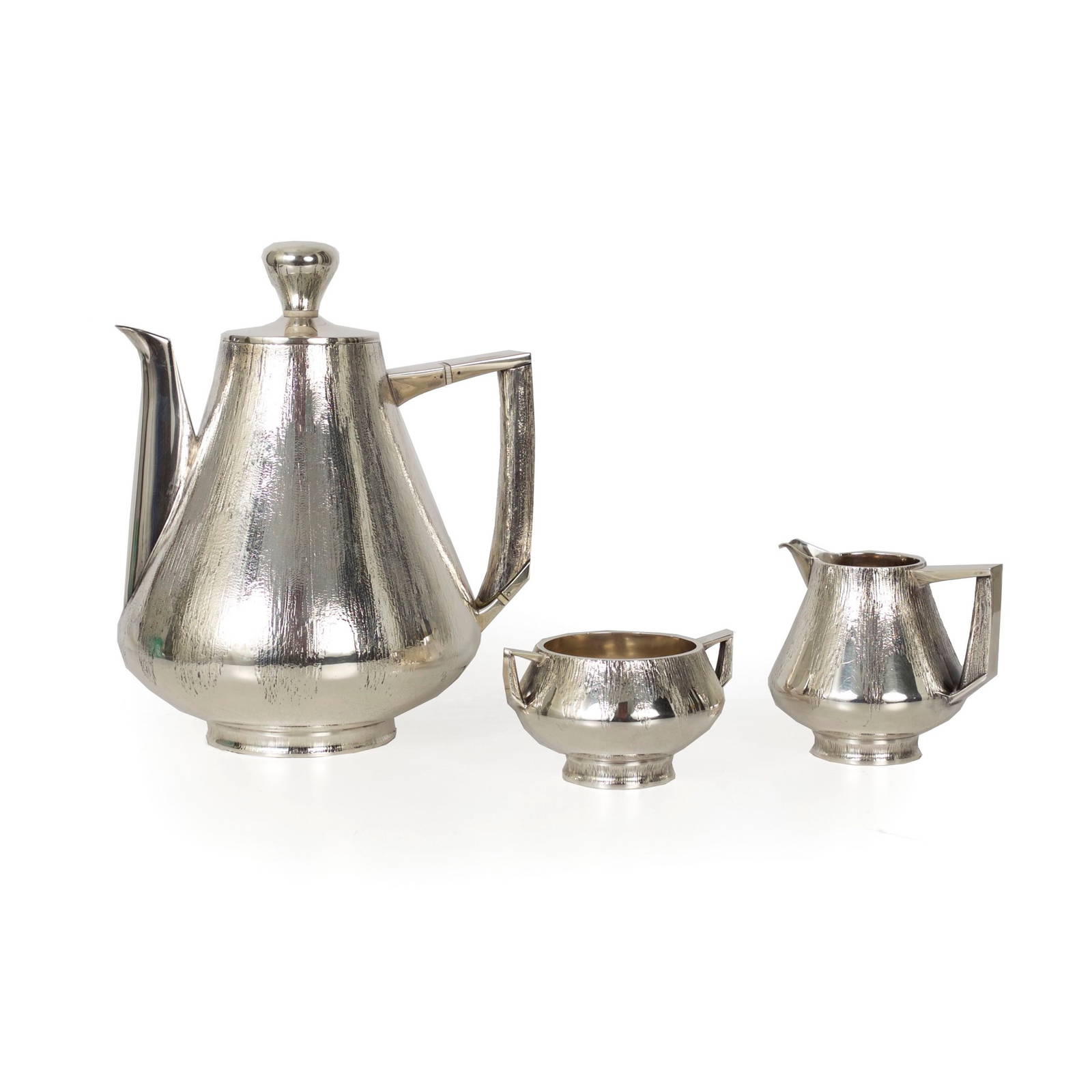 Buy English Vintage Modernist Sterling Silver Tea Set Textured Body By ...