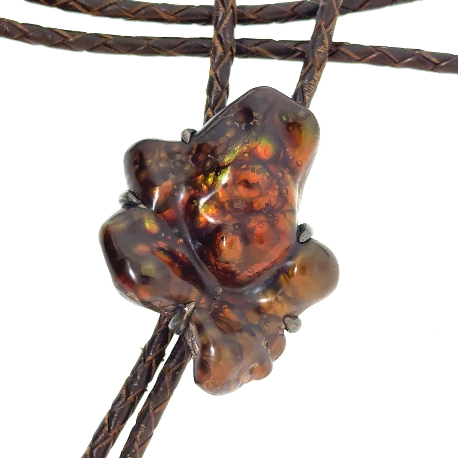 Large Fire Agate And 14k Gold Bolo Tie Missing One Tie End - 45x60mm ...