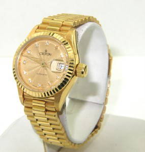 Croton 18k Yellow Gold Diamond Automatic Watch
