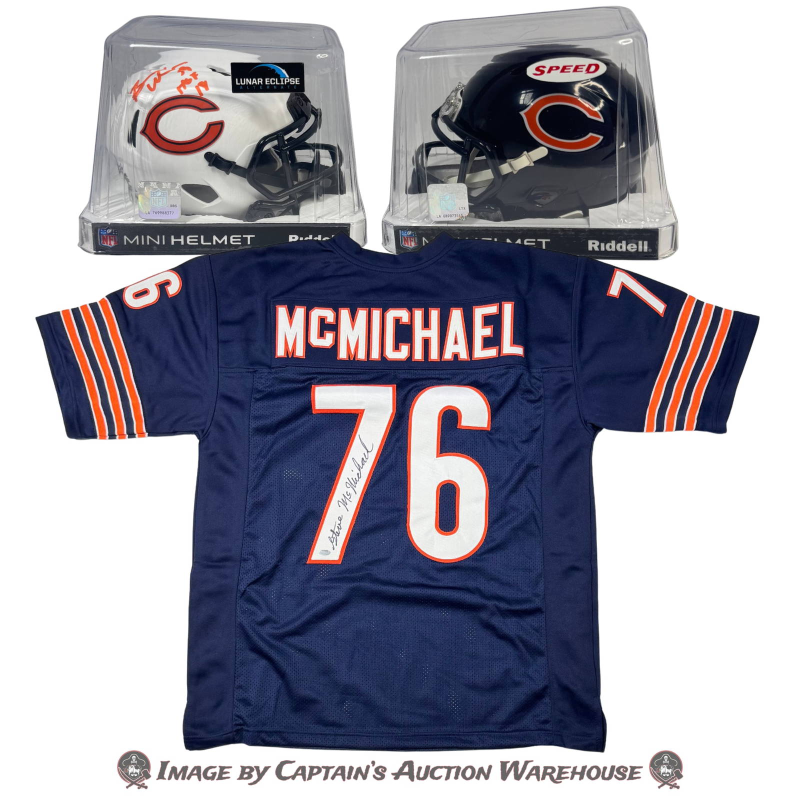 Chicago Bears Signed Riley Ridley & Brian Urlacher Mini Helmets W ...