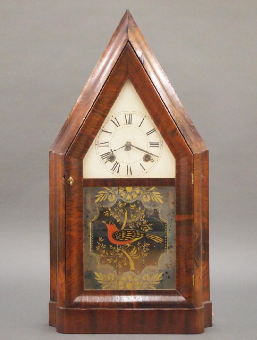 J A Wells wagon spring steeple clock