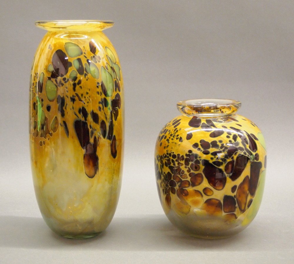 2 R Q Ritter Art Glass vases