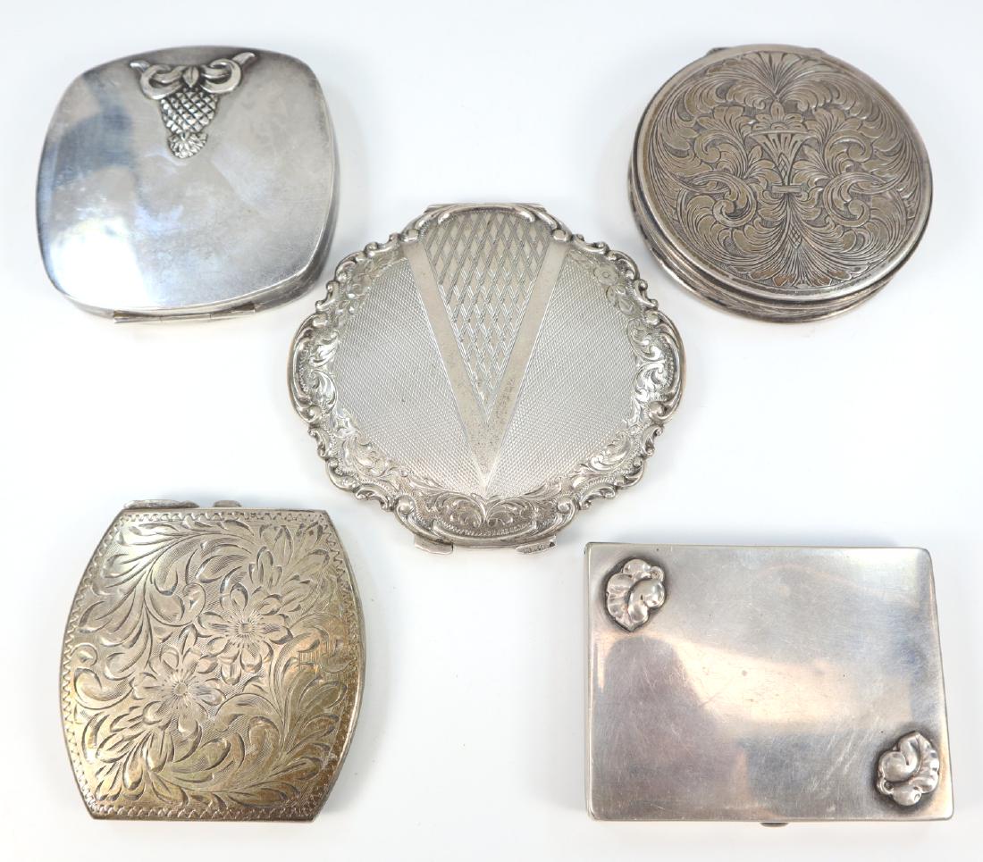 5 American & Continental Silver Compacts