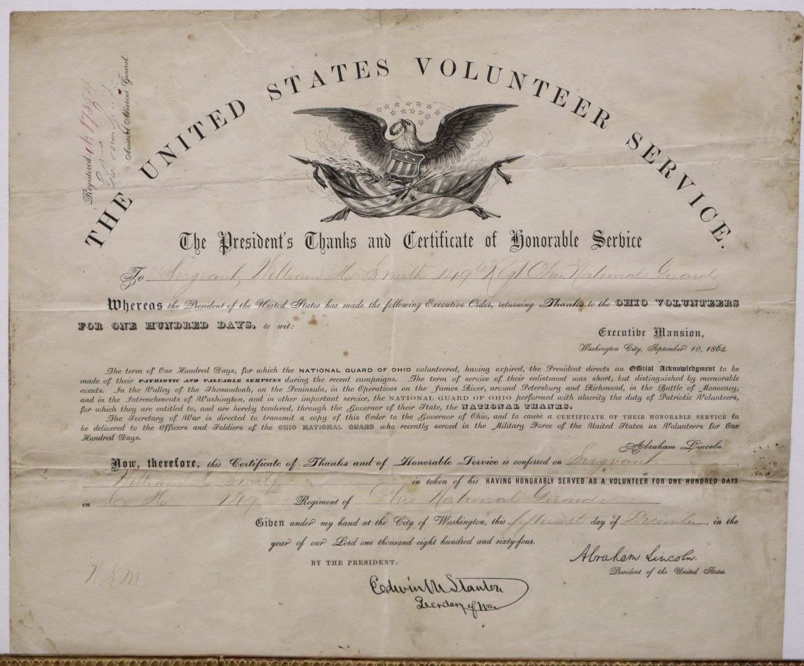 Civil War National Guard Discharge Certificate - Mar 27, 2020 | Schmidt ...