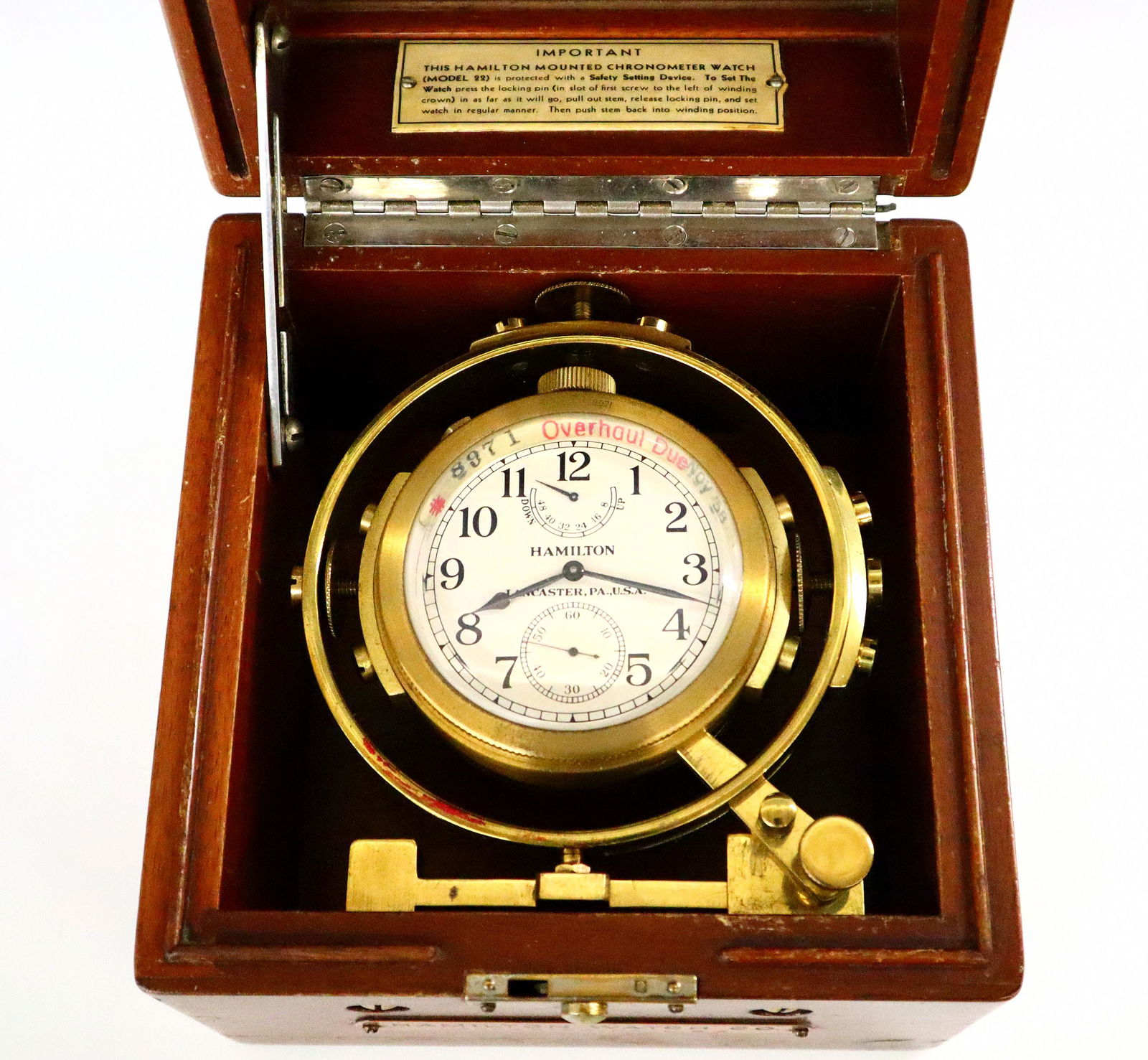 Hamilton Model 22 Cased Deck Watch