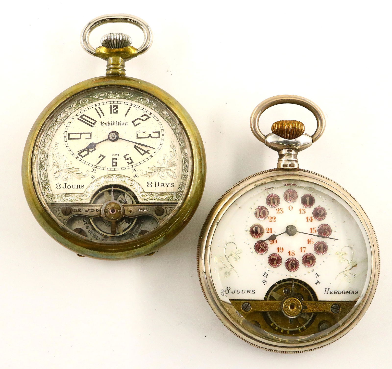 2 Swiss 8 Day Pocket Watches
