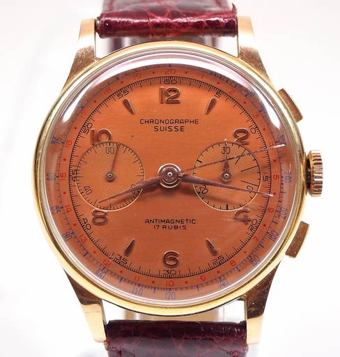 Chronographe Suisse 18k Gold Wristwatch (#0094) on Jan 01, 2023 ...